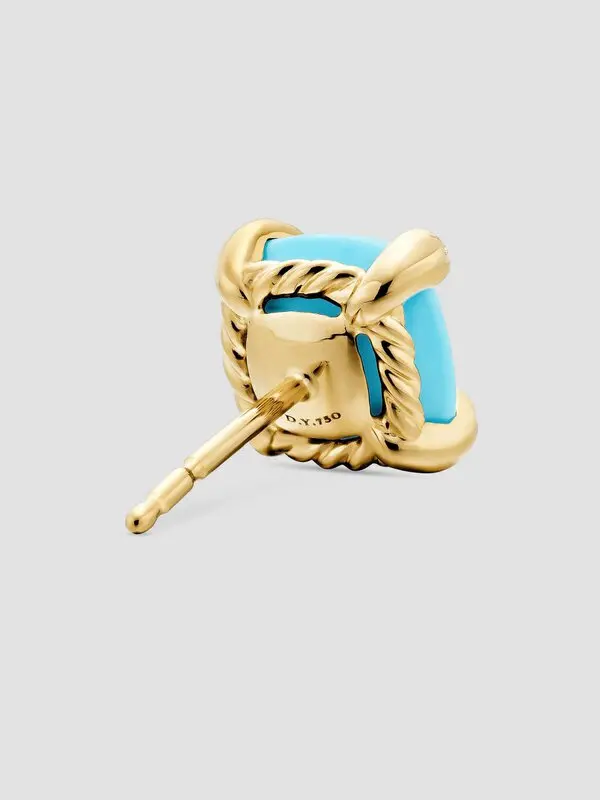 David Yurman Chatelaine Stud Earrings In 18k Yellow Gold With Pavé Diamonds - Turquoise
