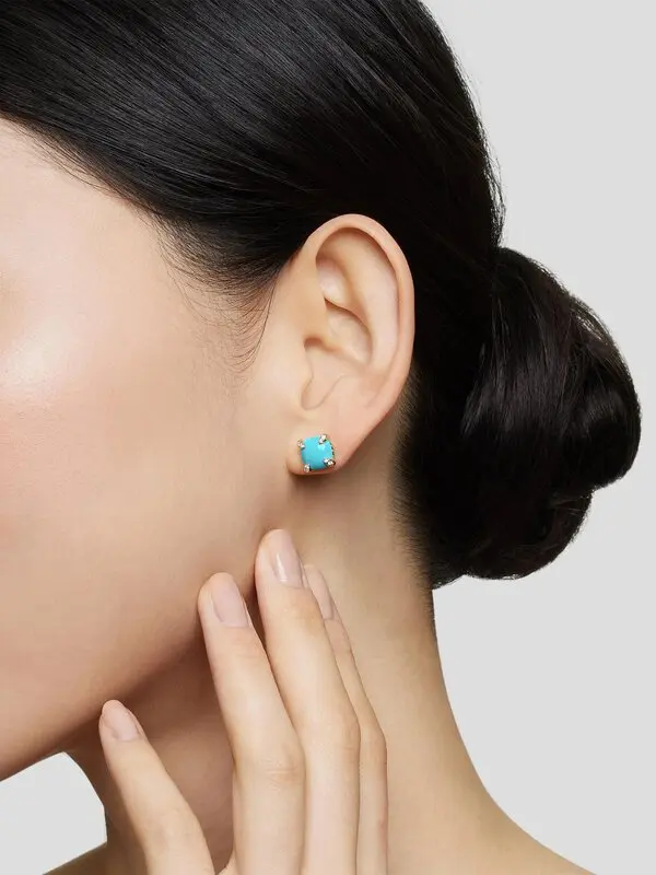 David Yurman Chatelaine Stud Earrings In 18k Yellow Gold With Pavé Diamonds - Turquoise