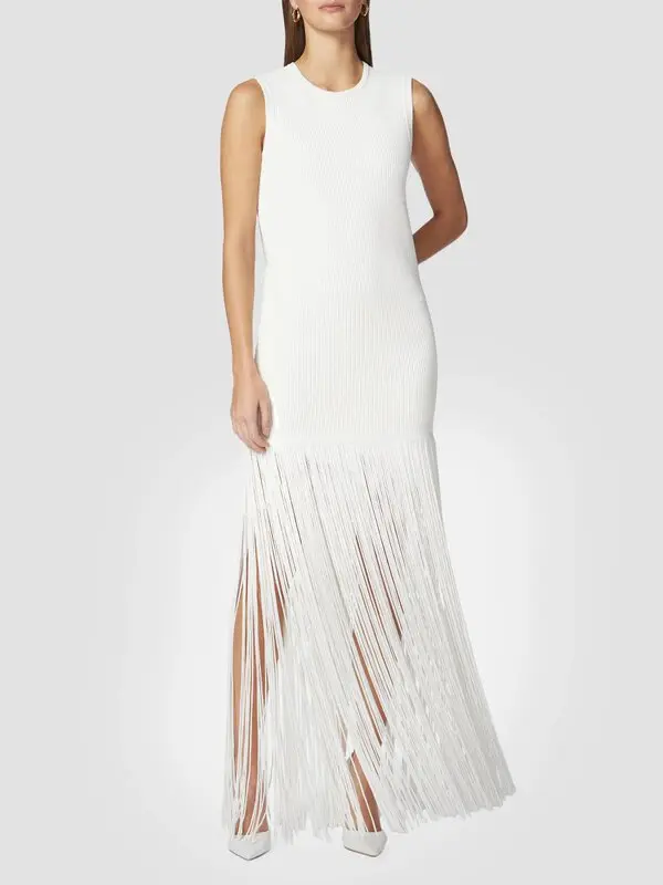 Herve Leger Ottoman-knit Fringe Maxi Dress