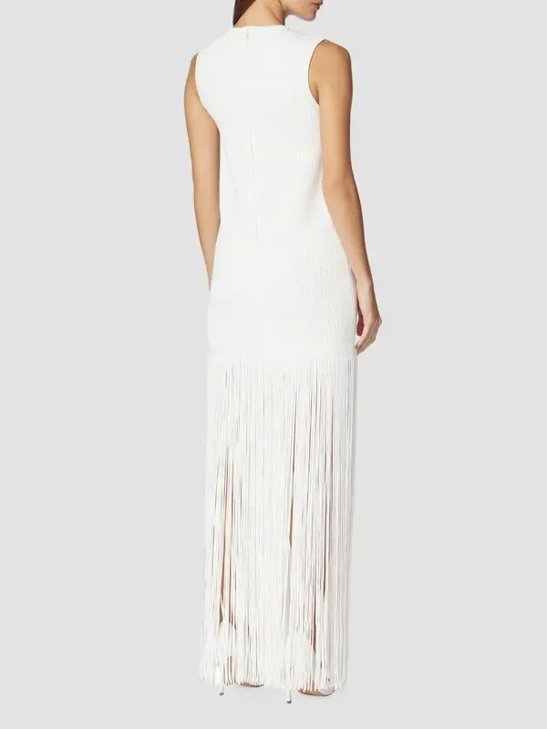 Herve Leger Ottoman-knit Fringe Maxi Dress