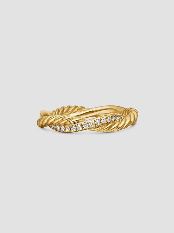 David Yurman Petite Infinity Twisted Ring In 18k Yellow With Diamonds - Diamond
