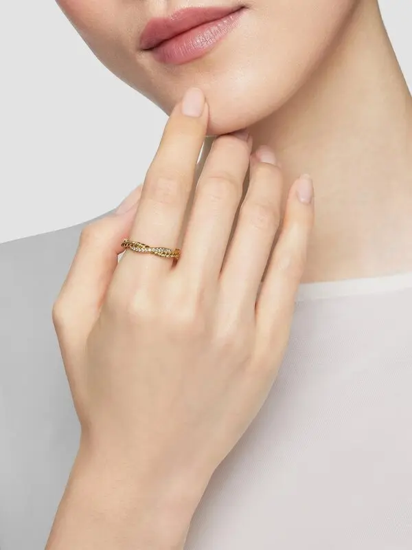 David Yurman Petite Infinity Twisted Ring In 18k Yellow With Diamonds