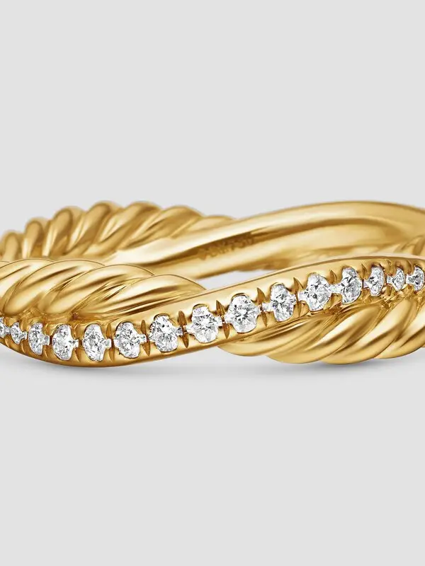 David Yurman Petite Infinity Twisted Ring In 18k Yellow With Diamonds
