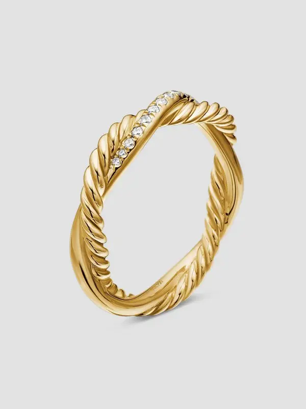 David Yurman Petite Infinity Twisted Ring In 18k Yellow With Diamonds