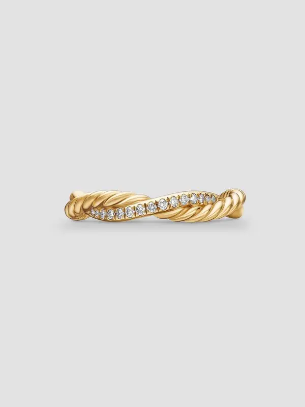 David Yurman Petite Infinity Twisted Ring In 18k Yellow With Diamonds
