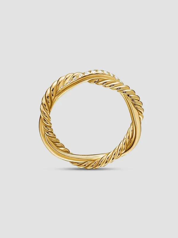 David Yurman Petite Infinity Twisted Ring In 18k Yellow With Diamonds