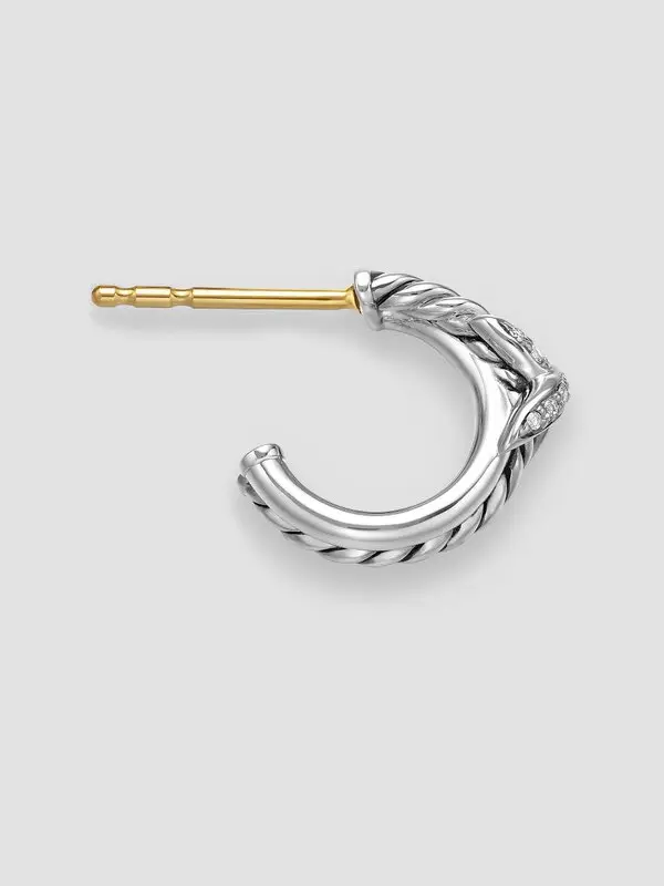 David Yurman Petite X Hoop Earrings In With Pavé Diamonds, 12.6mm - Diamond