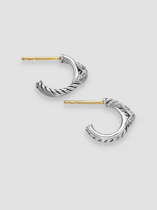 David Yurman Petite X Hoop Earrings In With Pavé Diamonds, 12.6mm - Diamond