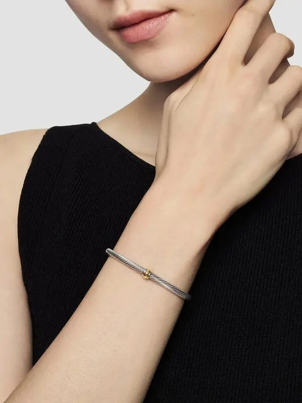 David Yurman Classic Cable Station Bracelet - Silver