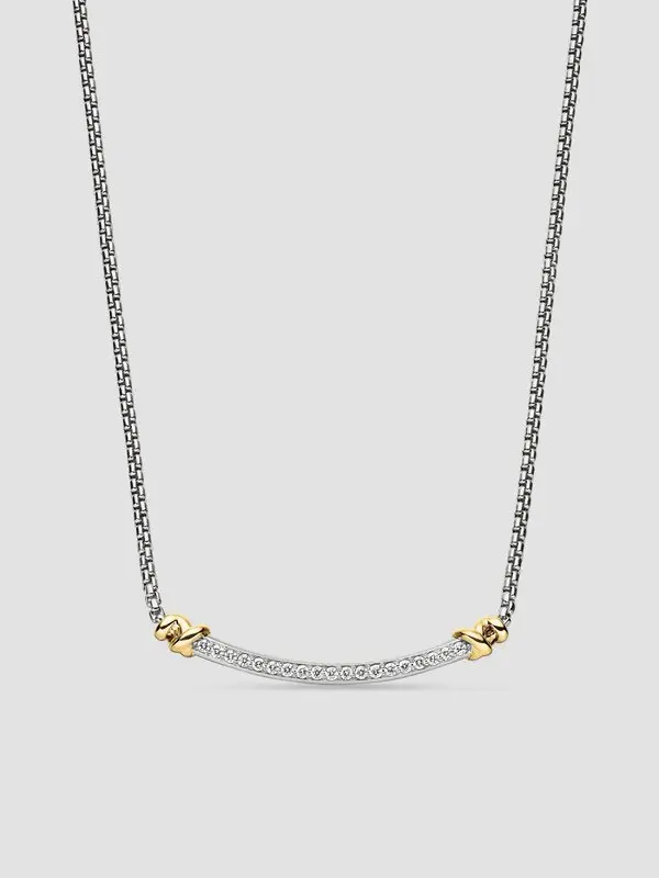 David Yurman Petite Helena Wrap Station Necklace In Sterling Silver With 18k And Diamonds, 29mm - Diamond
