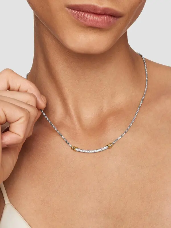 David Yurman Petite Helena Wrap Station Necklace In Sterling Silver With 18k And Diamonds, 29mm