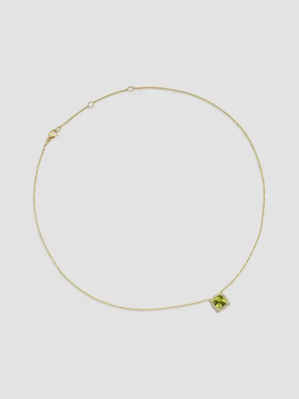 David Yurman Petite Chatelaine Pavé Bezel Pendant Necklace In 18k Yellow Gold With Diamonds - Peridot
