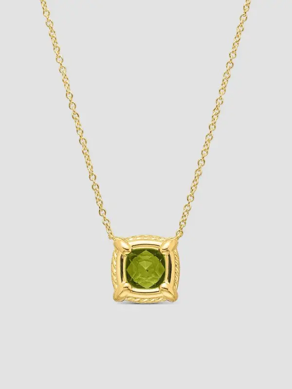 David Yurman Petite Chatelaine Pavé Bezel Pendant Necklace In 18k Yellow Gold With Diamonds - Peridot