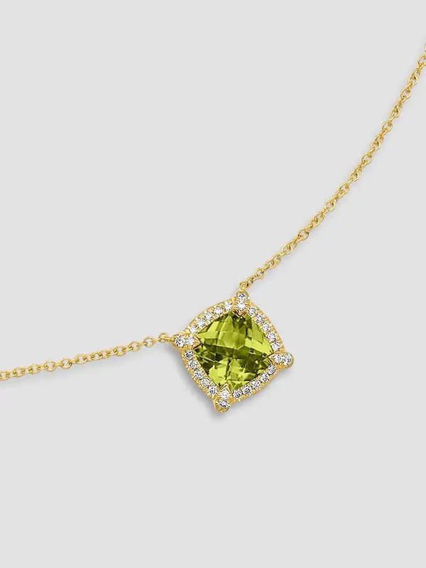 David Yurman Petite Chatelaine Pavé Bezel Pendant Necklace In 18k Yellow Gold With Diamonds - Peridot