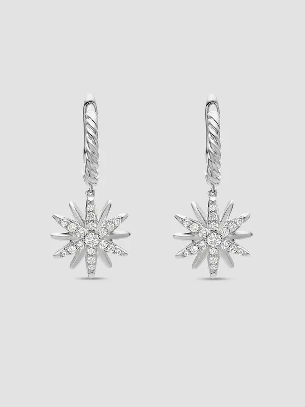 David Yurman Starburst Drop Earrings In Sterling With Diamonds, 25mm - Diamond