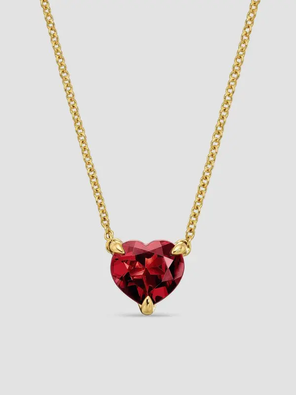 David Yurman Chatelaine Heart Pendant Necklace In 18k Yellow Gold With 8mm - Garnet