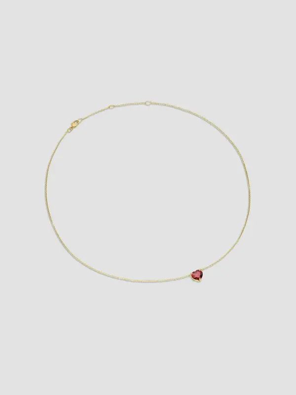 David Yurman Chatelaine Heart Pendant Necklace In 18k Yellow Gold With 8mm - Garnet