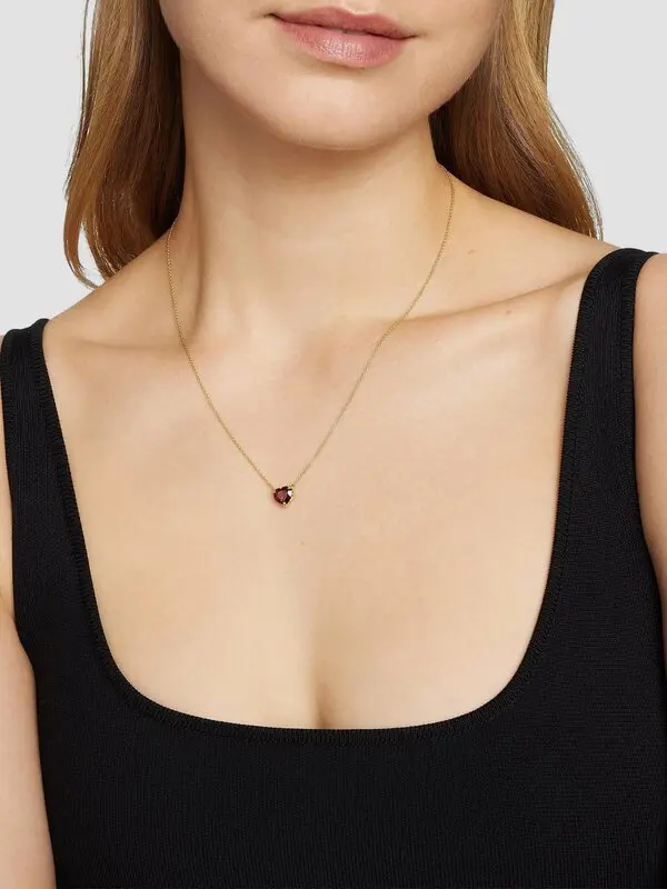 David Yurman Chatelaine Heart Pendant Necklace In 18k Yellow Gold With 8mm - Garnet