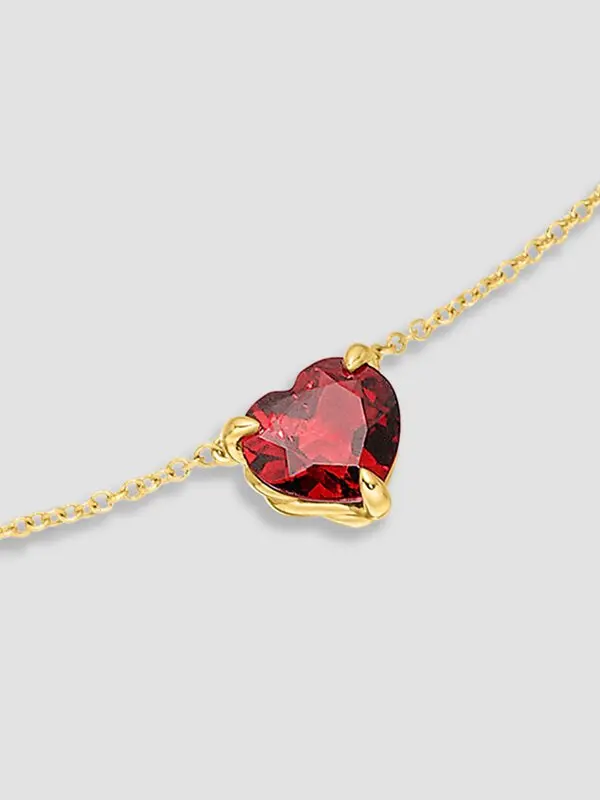 David Yurman Chatelaine Heart Pendant Necklace In 18k Yellow Gold With 8mm - Garnet
