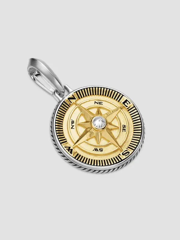David Yurman Maritime Compass Amulet In Sterling Silver With 18k Yellow And Center 29.5mm