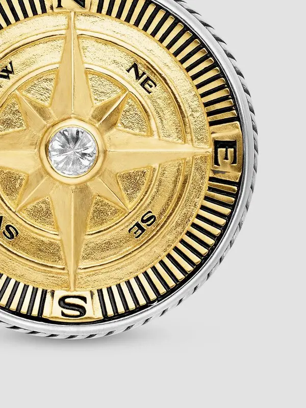David Yurman Maritime Compass Amulet In Sterling Silver With 18k Yellow And Center 29.5mm