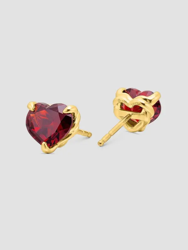 David Yurman Chatelaine Heart Stud Earrings In 18k Yellow Gold With 8mm