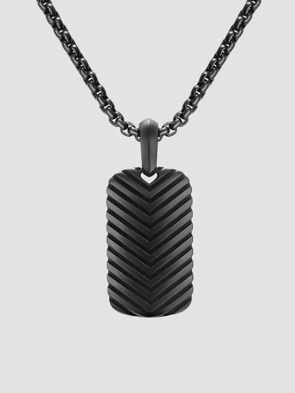 David Yurman Chevron Tag In Titanium, 27mm