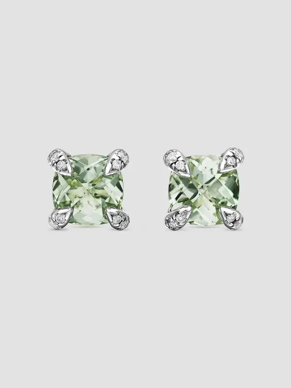 David Yurman Petite Chatelaine Stud Earrings In Sterling Silver - Prasiolite