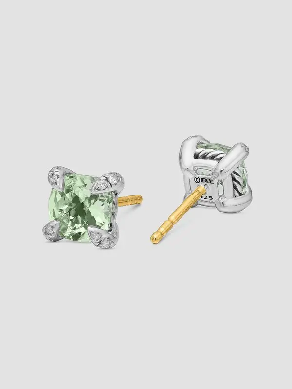 David Yurman Petite Chatelaine Stud Earrings In Sterling Silver - Prasiolite