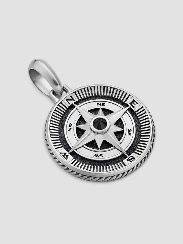 David Yurman Maritime Compass Amulet In Sterling Silver With Center 26.8mm