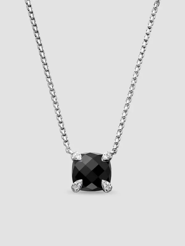 David Yurman Petite Chatelaine Pendant Necklace With Pave Diamonds - Black Onyx