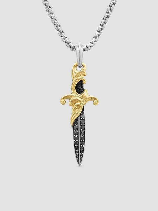 David Yurman Waves Dagger Amulet - Black Diamond
