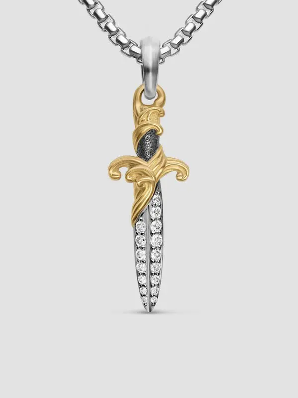 David Yurman Waves Dagger Amulet In Sterling - Diamond