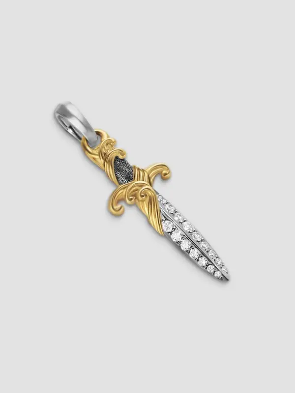 David Yurman Waves Dagger Amulet In Sterling - Diamond