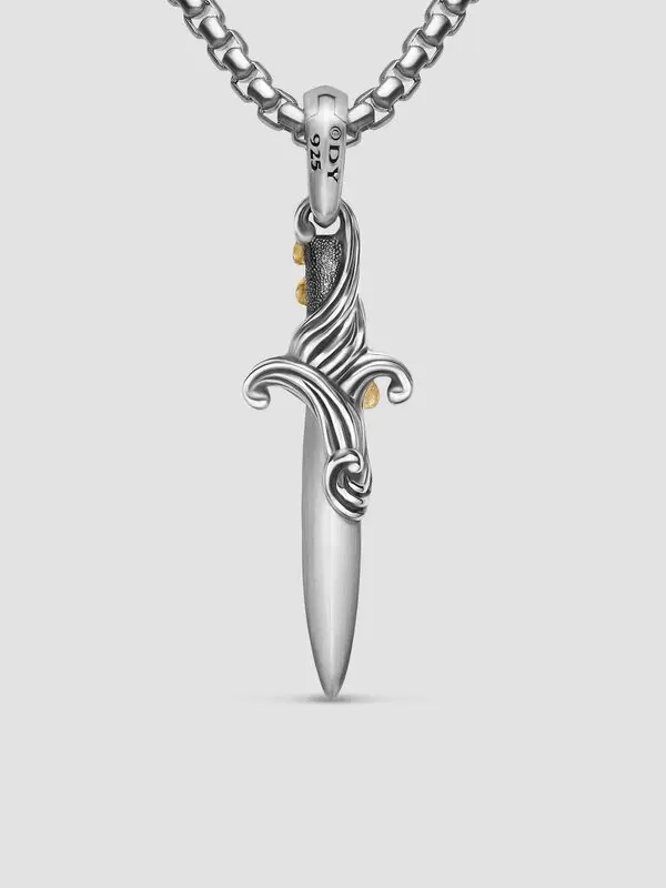 David Yurman Waves Dagger Amulet In Sterling - Diamond