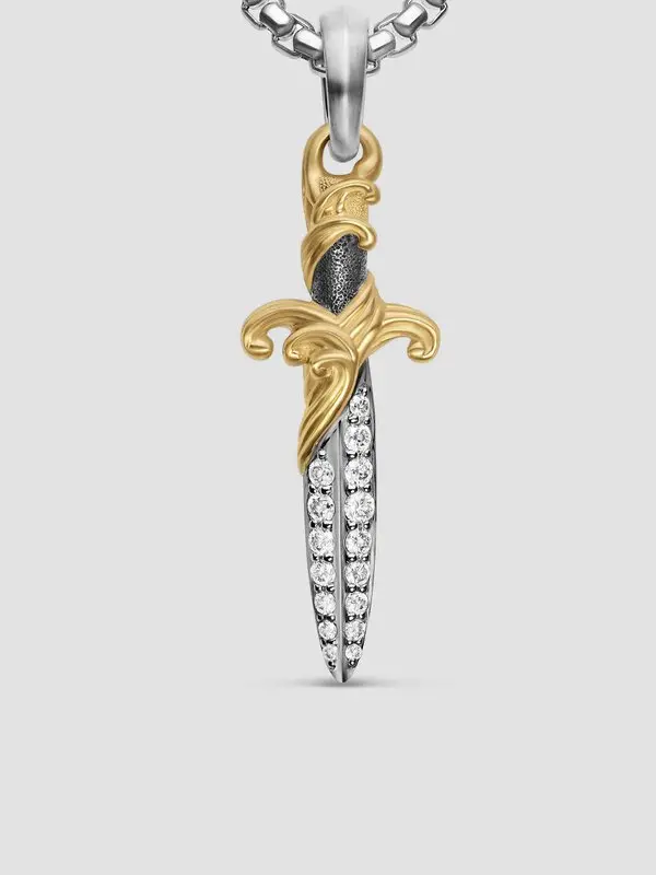 David Yurman Waves Dagger Amulet In Sterling - Diamond