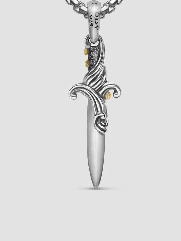 David Yurman Waves Dagger Amulet In Sterling - Diamond