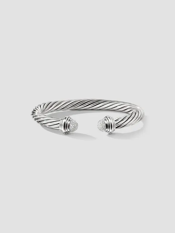David Yurman Cable Classics Bracelet With Pavé Diamond Domes