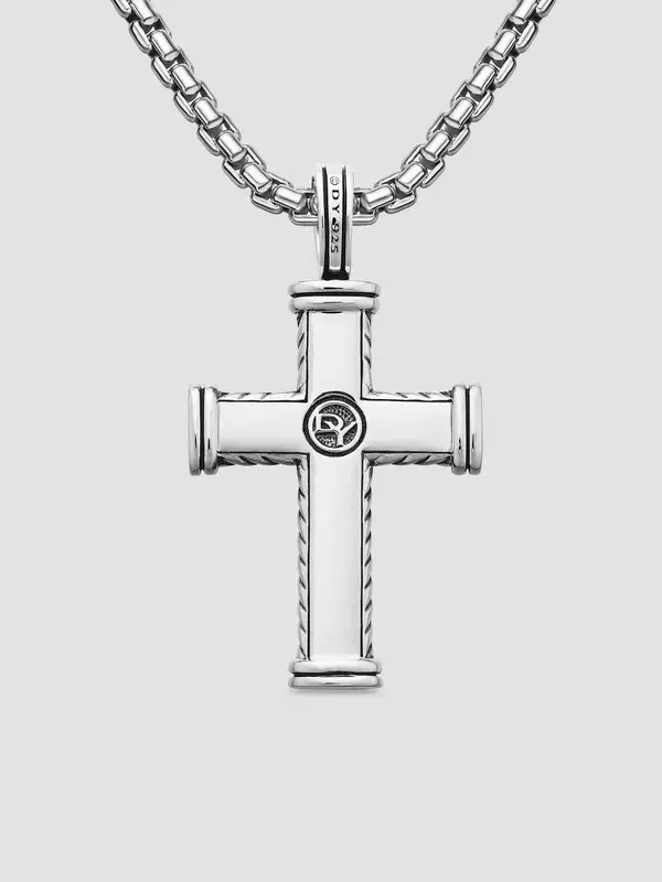 David Yurman Chevron Cross Pendant In Sterling 33mm