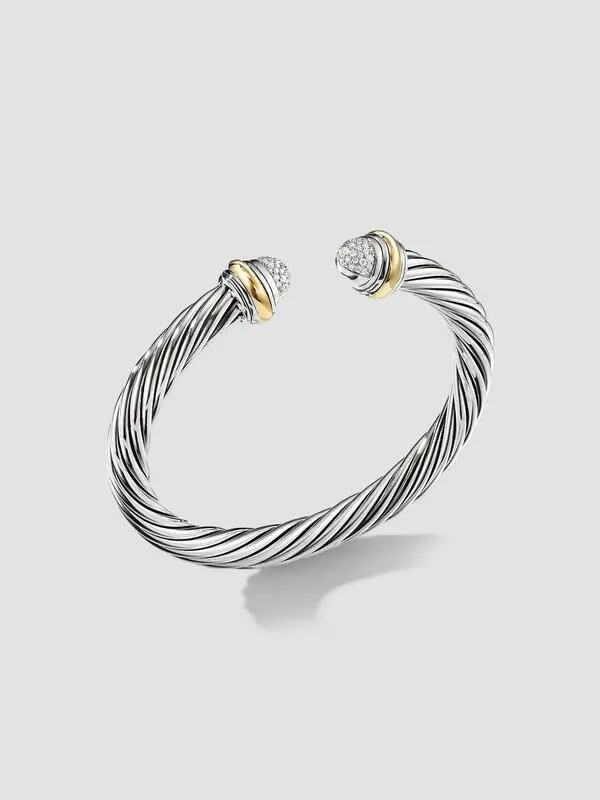 David Yurman Cable Ice Pav & Eacute Diamond Bracelet - Silver