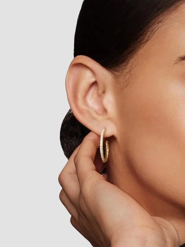David Yurman Pavé Hoop Earrings In 18k Yellow With Diamonds, 25.4mm