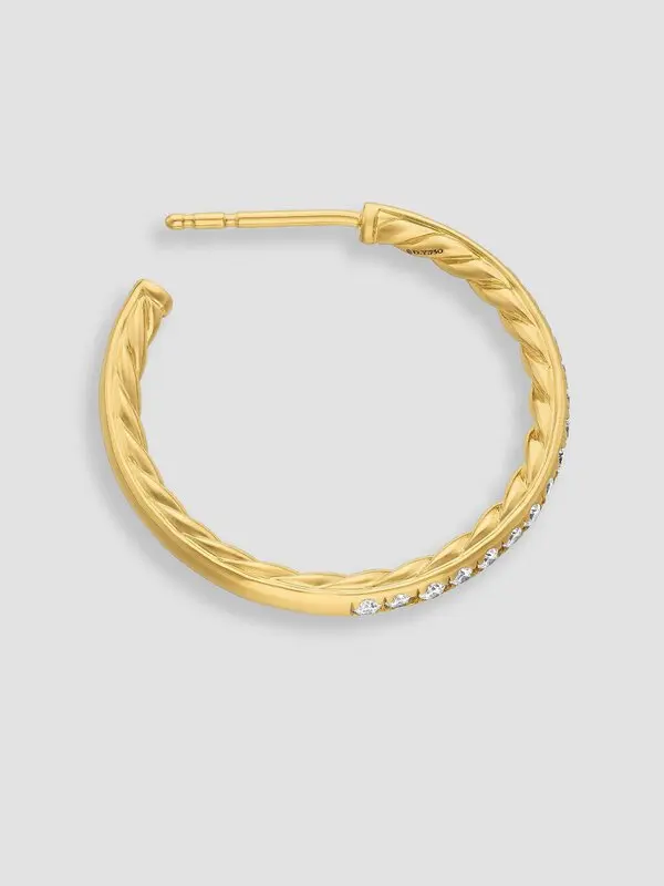 David Yurman Pavé Hoop Earrings In 18k Yellow With Diamonds, 25.4mm