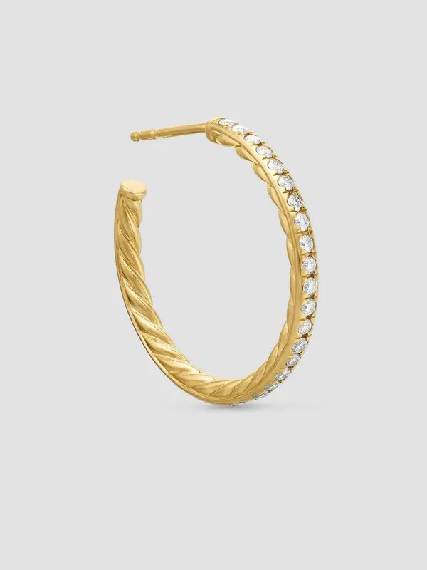 David Yurman Pavé Hoop Earrings In 18k Yellow With Diamonds, 25.4mm