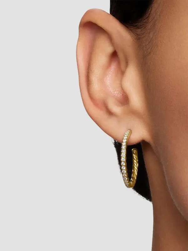 David Yurman Pavé Hoop Earrings In 18k Yellow With Diamonds, 25.4mm