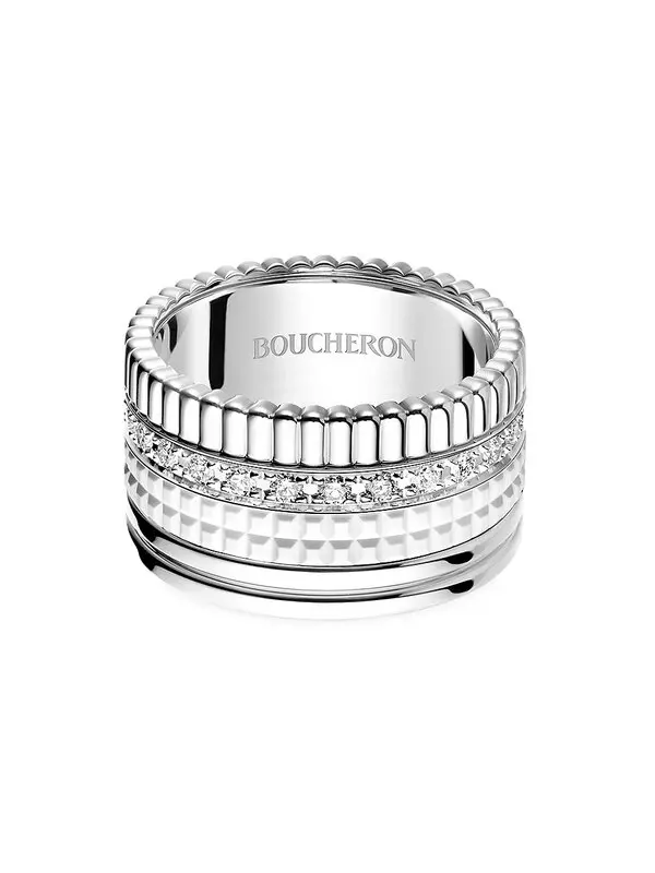 Boucheron Quatre White Edition 18k Hyceram & 0.52 Tcw Diamond Ring