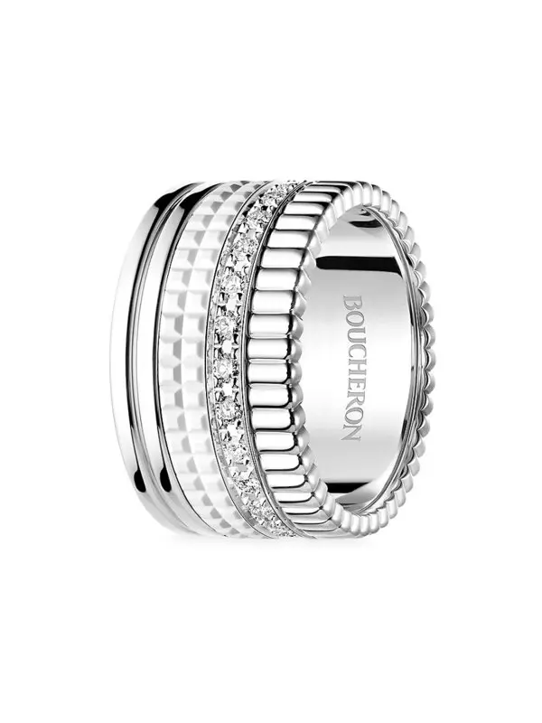 Boucheron Quatre White Edition 18k Hyceram & 0.52 Tcw Diamond Ring