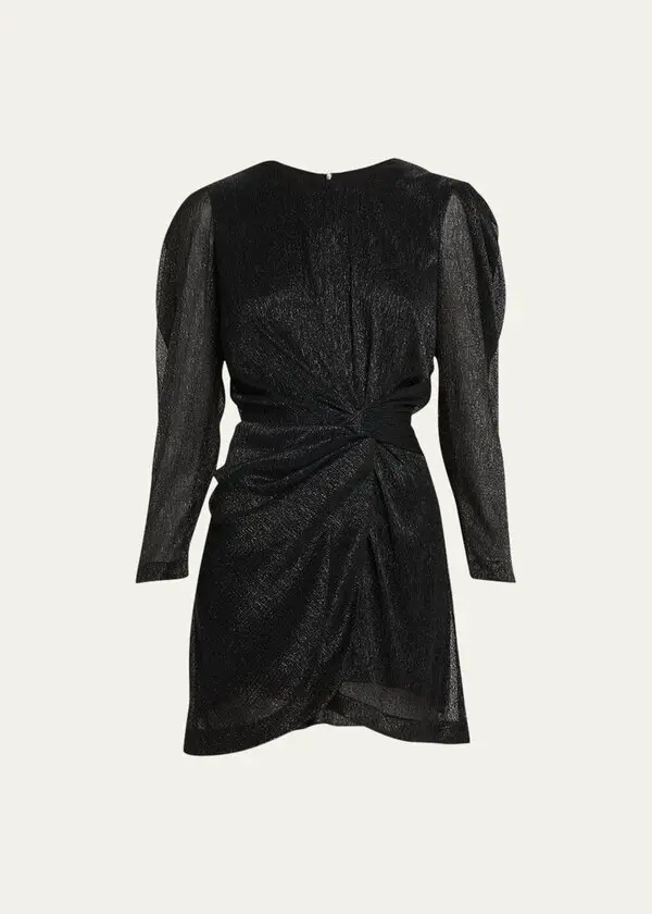 IRO PARIS Nowen Sparkly Draped Long-sleeve Mini Dress