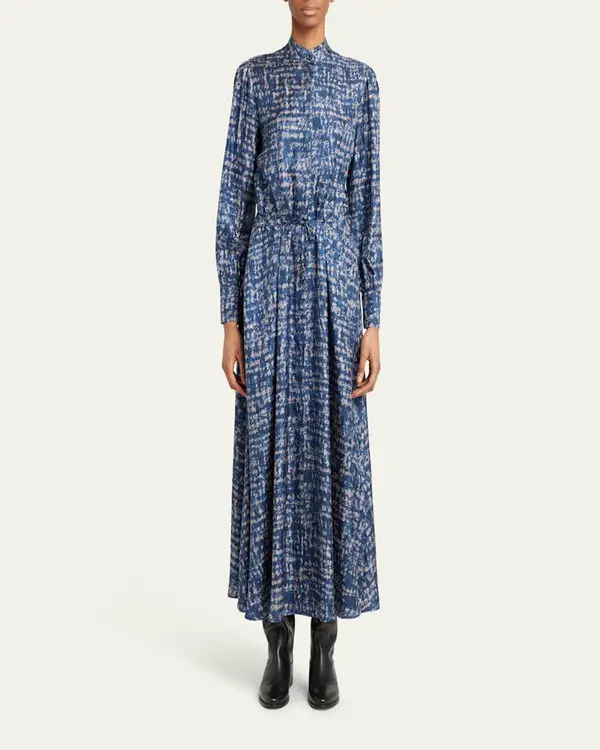 Kiton Printed Silk Maxi Dress