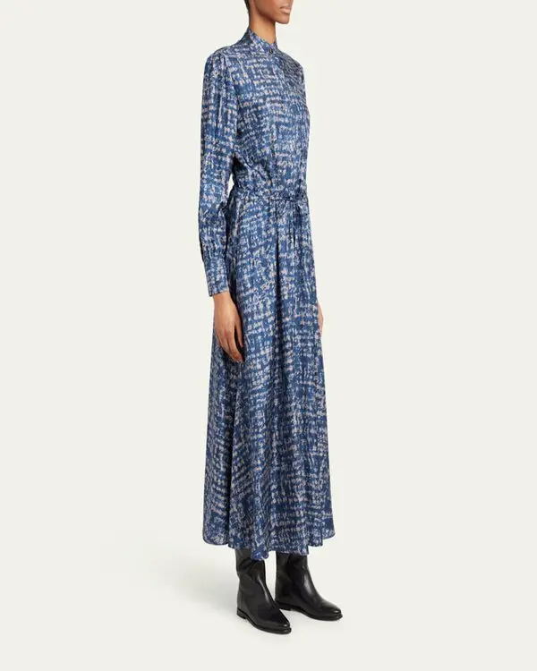 Kiton Printed Silk Maxi Dress