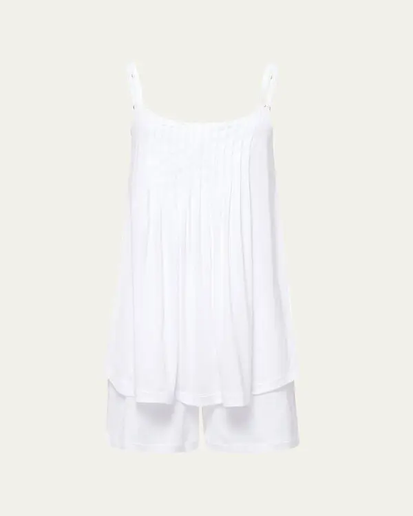 Hanro Julia Short Scoop-neck Pintuck Pajama Set - White
